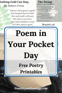 Poem in your Pocket Day: Free Printables | Humility and Doxology